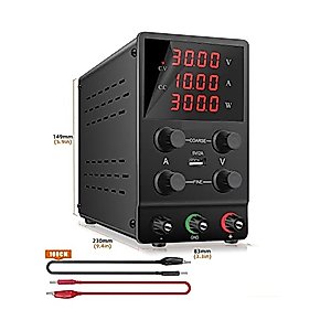 DC Power Supply Variable Lab DC Power Supply Adjustable Voltage Regulator Stabilizer Switching Bench Source Supply Variable 30V 10A Coarse And Fine Adjustments for Spectrophotometer and lab Equipment