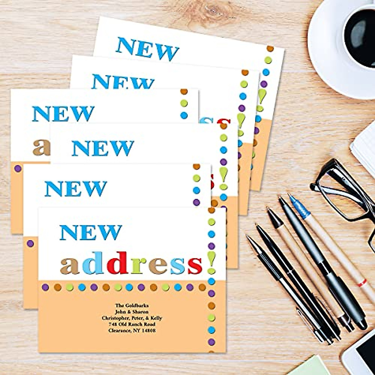 New Address Personalized Postcards, Set of 24 Moving Announcements, 5-¼ x 4 inches
