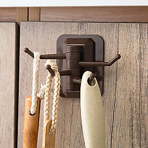 Satiable Creative Rotatable Wall Hooks Sticky Hook with 4 Hooks, Bathroom Kitchen Heavy Duty Self Adhesive Hooks Utility Hooks Punch-Free Hanging Rack Folding Hook Organizer Accessories