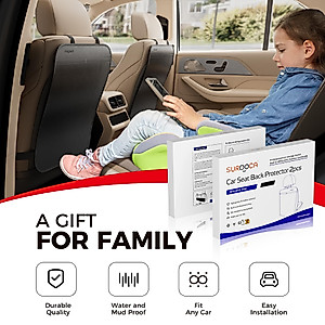 SURDOCA Kick Mats Back Seat Protector for Kids, Leather Car Back Seat Cover for Child, Offers Waterproof Protection of Car Seat Back from Dirt, Mud, Scratches