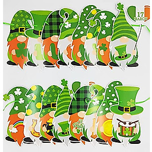 JKQ St. Patrick's Day Gnomes Banner Saint Patrick's Day Lucky Shamrock Beers Gold Coins Gnome Garland Banner Irish Lucky Day Gnome Decorations St. Patty's Day Wedding Birthday Party Supplies