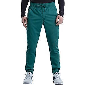 Cherokee Men Scrubs Pant Natural Rise Jogger with Zip Cargo Pocket WW012, XS, Hunter