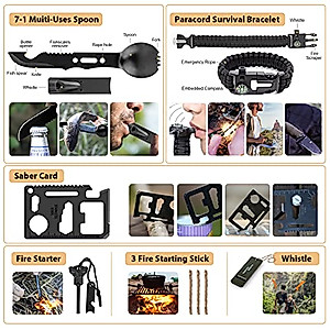 Survival Kit, 250Pcs Survival Gear First Aid Kit with Molle System Compatible Bag and Emergency Tent, Emergency Kit for Earthquake, Outdoor Adventure, Hiking, Hunting, Gifts for Men Women