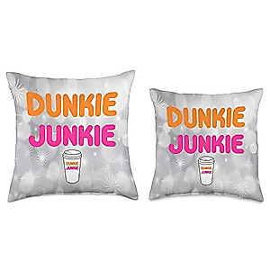 Funny Coffee Lovers Christmas Gift Throw pillows Dunkie Junkie Lovers Funny Coffee Saying Throw Pillow, 16x16, Multicolor
