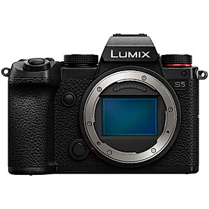 Panasonic LUMIX S5 4K Mirrorless Full Frame Interchangeable L-Mount Lens Camera Body DC-S5BODY Bundle with Deco Gear Microphone + LED + Photography Bag + Software Kit & Accessories