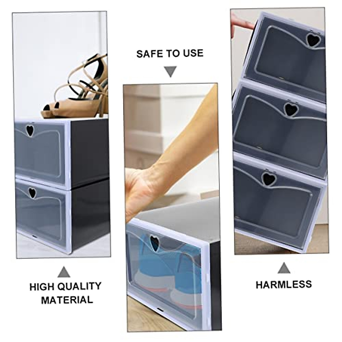 Holibanna 6pcs Boxes Sneakers Storage Box Clear Plastic Containers Clear Container Plastic Storage Containers for Clothes Clear Shoe Organizer Shoe Box Organizer Drop Front Shoe Box Black Pp