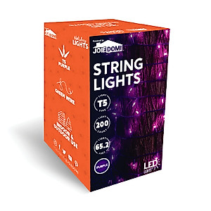 Joiedomi 200 LED Purple Halloween String Lights with 8 Modes 65.2FT Green Wire for Indoor Outdoor Holiday Décor Halloween Event Decoration, Tree, Eaves, Haunted House Theme Party