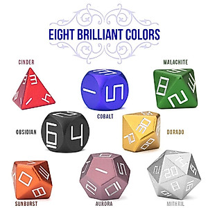 Wiz Dice Masterwork Series - Sharp-Edged Metal Dice Set for Tabletop RPG Adventure Games with a Dice Box - DND Dice Set, Suitable for Dungeons and Dragons and Dice Ga