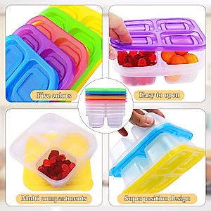 Zebbtne 5Pack Bento Snack Boxes,4 Compartment Snack Containers,Reusable Divided Meal Prep Container for Adults,Bento Snack Food Containers with Lids for Work Travel Picnic,5 Classic Colors