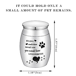 1.57 Inches Mini Small Cat Urn for Ashes Tiny Cremation Urn for Pet Ashes Mini Cat Paw Keepsake Urns Stainless Steel Small Ashes Urns Mini Small Urn for Cat Ashes Holder