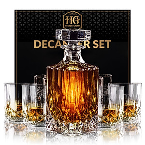 Luxury Gift For Men – Whiskey Decanter Set For Beloved Husband Or Dad Birthday Gift – 4 Whiskey Glasses And Decanter Set Is a Great Gift Idea for Whisky, Bourbon, or Scotch lovers