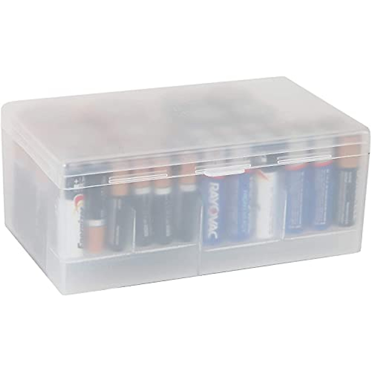 Battery Storage Caddy | Organize Multi Sized Spare Batteries | See-Through Plastic Container (1)