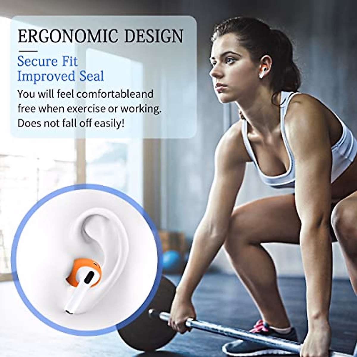 [5-Pairs] for AirPods 3 Ear Tips Covers【Fit in The Charging Case】, AIBEAMER Silicone Anti-Slip/Dust Ear Covers Accessories Compatible with AirPods 3rd Generation 2021 (Black,Red,Green,Orange,White)