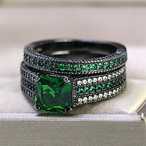 LOVERSRING Couple Ring Bridal Set His Hers White Gold Plated CZ Stainless Steel Wedding Ring Band Set…