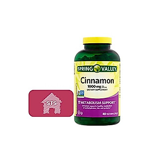 Spring Valley Cinnamon 1000 mg, 400 Count + STS Fridge Magnet.