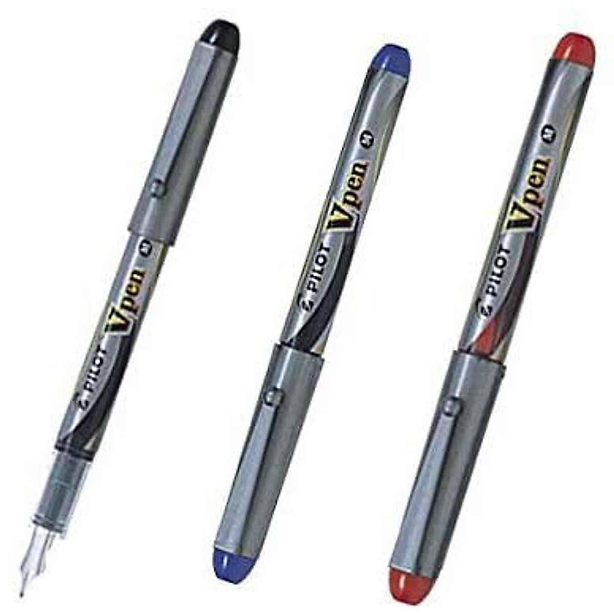 Pilot V Pen (Varsity) Disposable Fountain Pens, Black,Blue,Red Ink, Medium Point Value Set of 3（With Our Shop Original Product Description）