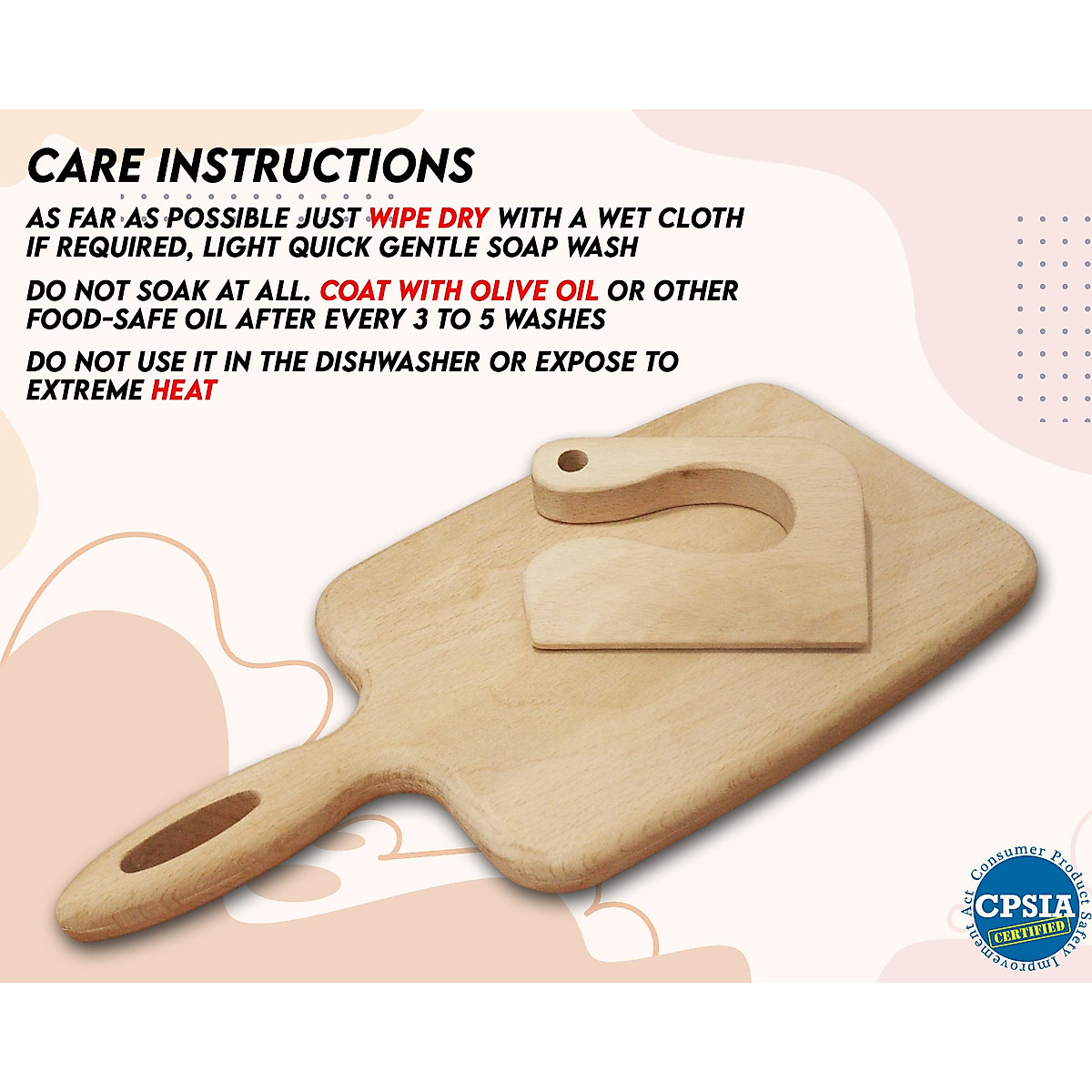 Wooden Kids Chopper Set Cutting Board and Safe Wooden Kids Knife Natural Thick Montessori Knife for Kids Toddlers Kitchen Tools Vegetable and Fruit Cutter Cooking 2Pcs