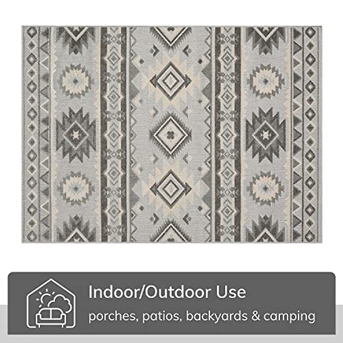 Well Woven Dorado Mamba Grey Tribal Southwestern 5'3" x 7'3" High-Low Indoor/Outdoor Area Rug