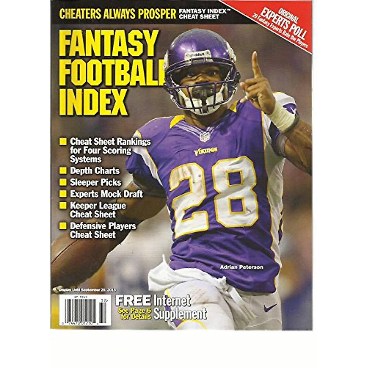 FANTASY FOOTBALL INDEX, 2013 DRAFT GUIDE, (CHEATERS ALWAYS PROSPER*EXPERTS POLL