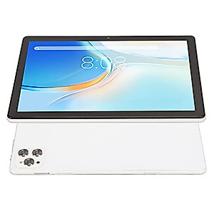 HD Tablet, 4G Calling Tablet Night Reading Mode 100-240V Octa Core Processor 5GWIFI 6GB 256GB for Study for Android 11 (White)