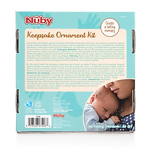 Nuby Baby Keepsake Ornament Hand & Footprint Clay Casting Kit with Easel Plus Blue & Pink Ribbons for Newborn Girls & Boys
