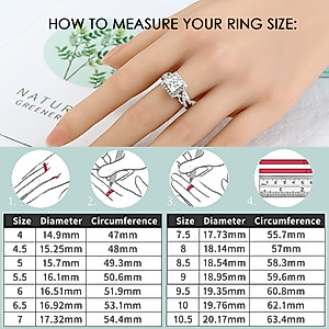MOYKULN Moissanite 2CT Princess Cut Halo Split Shank Solitaire Rings,D VVS1 Lab Created Diamond Ring 18K White Gold Plated S925 Sterling Silver Band Halloween Thanksgiving Gemstone Jewelry Gifts（7）