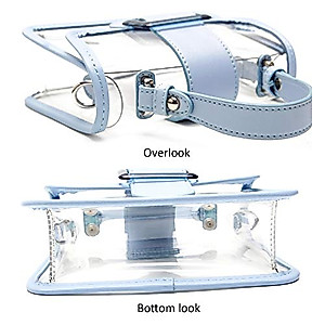 KOOIJNKO Women Clear Shoulder Bag Purse 2 in 1 Transparent Crossbody Messenger Bag Jelly Handbags Mini Clutch Casual Travel Pouch Waterproof Cute Chain Bag, Blue