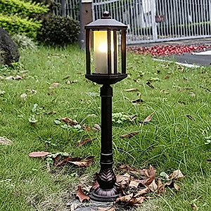 MODEBHD European Outdoor Glass Pillar E27 Lantern Lawn Lights Garden Lawn Lamps 0.8M Waterproof Landscape Lighting Post Light Park Floor Lamp Street Post Light Decoration Illumination, Brown