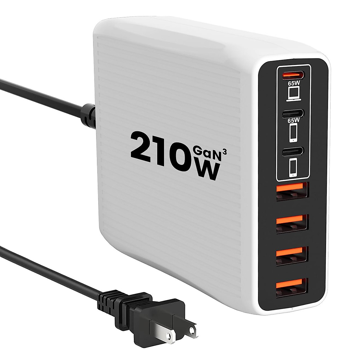 USB C Charger,210W USB C Charging Station 7-Port Fast Charger USB C Charger Block 65W USB-C Laptop Charger USB C And A For MacBook Pro/Air, Pad Series,iPhone 14/13/Pro/13Pro Max/12 Samsung Galaxy Note