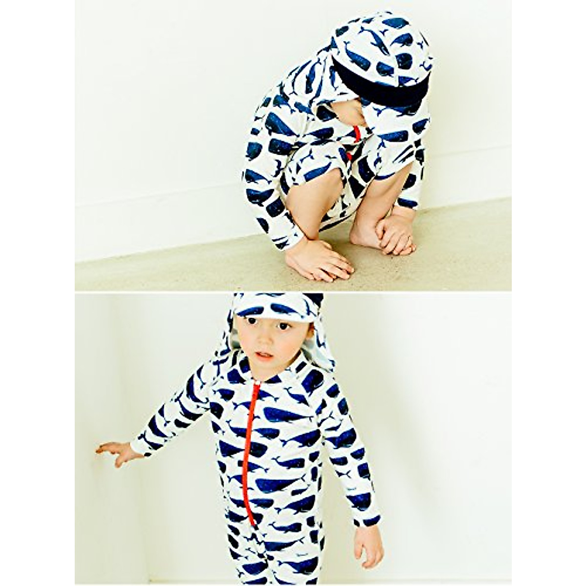 YOBAAF Baby Swimsuit/Long Sleeve Rash Guard UPF 50+ (12-24M, Whale)