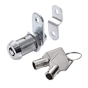 WOOCH Tubular Cam Lock Cabinet Lock,Keyed Alike Removable Key, 1-1/4" Cam and Offset Cam (1-1/8 Inch 90°, Chrome Finish, 4 Pack)