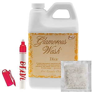 Tyler DIVA Glamorous Wash Laundry Detergent- 1/2 Gallon - With Olivi Stain Remover Pen - Fresh Scented Sachet - Laundry Detergent - For Washing Clothes, Linen, Lingerie, Expensive Fabric, Sheets