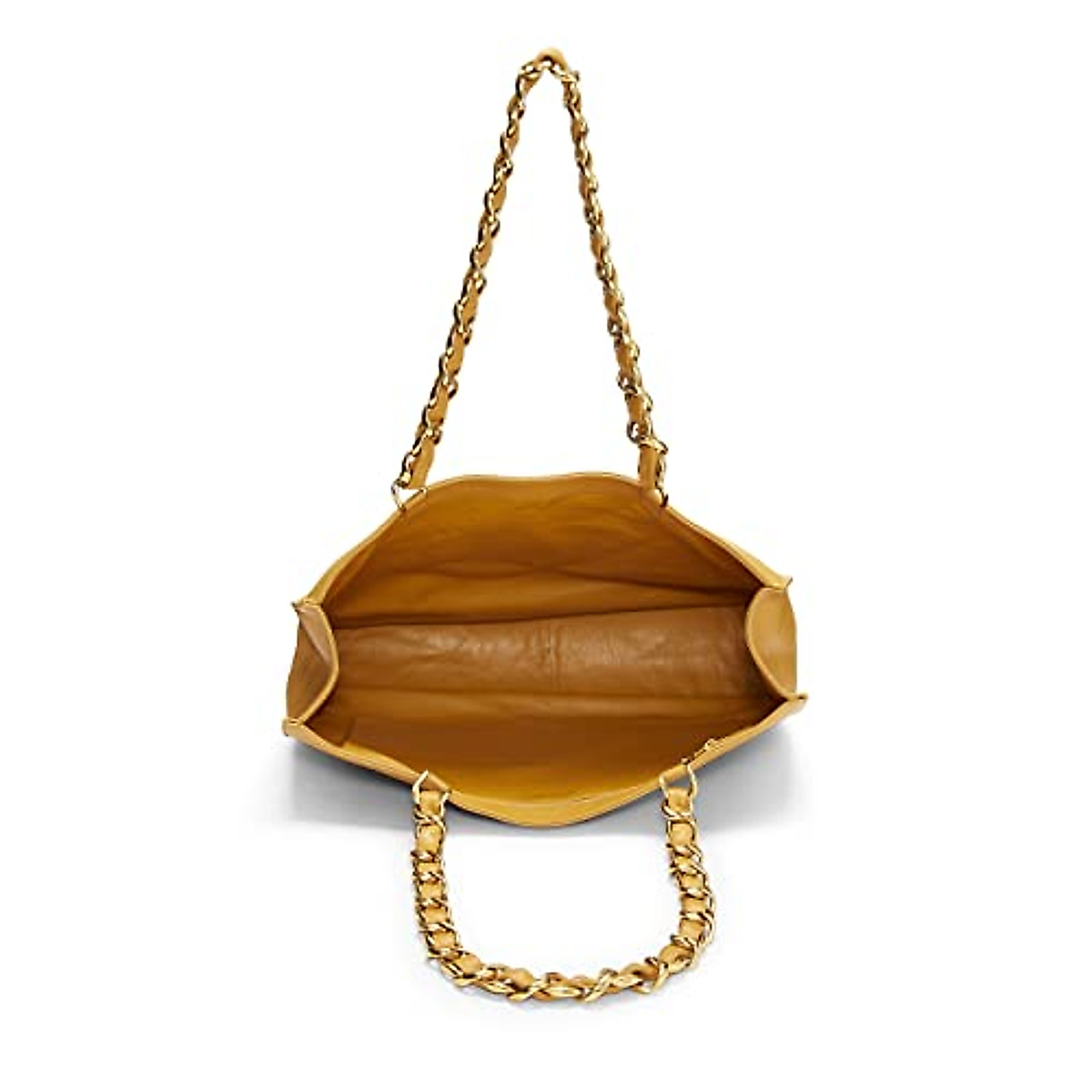 Chanel, Pre-Loved Yellow Lambskin Flat Chain Handle Tote, Yellow