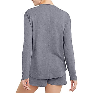 Hanes Comfortblend Standard Originals Tri-Blend Long-Sleeve T-Shirt, Crewneck Tee for Women, Relaxed Fit, Plus Sizes, Athletic Navy PE Heather, Medium