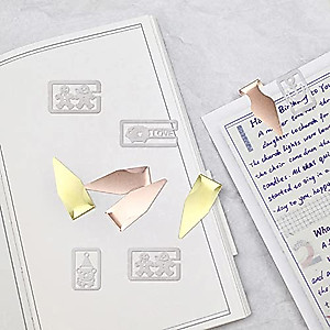 CRASPIRE 2 Boxes Book Darts Thin Stainless Steel Mini Bookmarks 100 Pieces Metal Bookmarks Mixed Shapes for Reading, Page Mark, Students