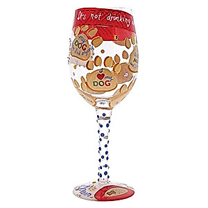 Designs by Lolita “Love My Dog” Hand-painted Artisan Wine Glass, 15 oz.