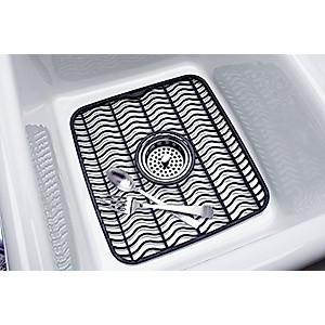 Rubbermaid Sink Protector Mat, Small, Black Waves