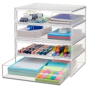 STORi Chloe Stackable Clear Double Organizer Drawers | 2 Piece Set | Organize Cosmetics and Beauty Supplies | Made in USA