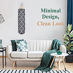 Plastic Bag Holder, Washable Grocery Bag Holder for Plastic Bags, Durable Plastic Bag Storage Dispenser with Hanging Loop, Wall Mount Trash Bag Dispenser for Home Kitchen Cabinet (Dark Grey)