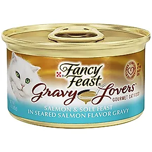 Fancy Feast Gravy Lovers Salmon and Sole Feast in Seared Salmon Flavor Gravy 24 Pack