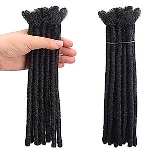 Noverlife 10 Strands 20cm/7.87" Black Backcomb Twisted Dreadlock Extensions, Single End Synthetic Dreadlocks Accessories, Jamaica Punk Hip-Hop Reggae Hair Braiding Wigs Faux Locs Dreads for Men Women