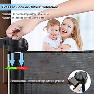 Retractable Baby Gate Extra Wide，PRObebi Mesh Safety Gate for Babies and Pets 34" Tall Extends up to 71" Wide, Retractable Mesh Gate for Stairs/Doorways/Indoor/Outdoor/Hallways