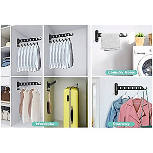 SKIKEN Wall Mounted Closet Hanger with Swing Arm, Floding Laundry Hanging Rack, Small Drying Clothes Rack, Sturdy Hanging, Space Saver for Closet Organizer, Solid Aluminum (1-Pack, Black)
