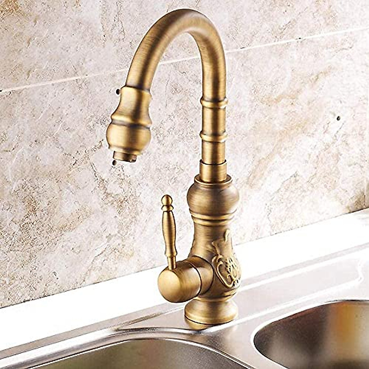 Kitchen Mixer Tap Kitchen Taps Antique Brass Kitchen Faucet Hot and Cold Rotating Single Handle Kitchen Sink Tap