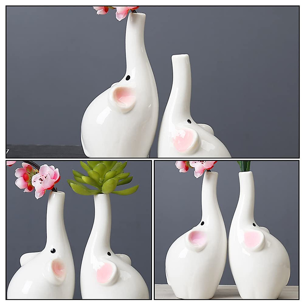 BESPORTBLE Cartoon Elephant Vase Flower White Pot Ceramics Flower Pot Ceramics Ornament Ceramics Vase Indoor Vase Adornment White Vase Cartoon Vase Ornament Elephant Adornment