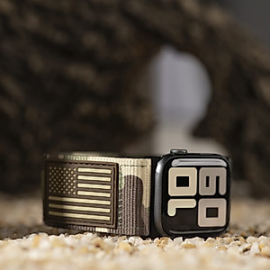 Tefeca Fortitude Series USA Flag Ultrawide Band Compatible with Apple Watch Ultra 2/Ultra 49mm, Series 10 46mm, Series 9/8/7 45mm, SE2/SE/6/5/4 44mm(Camo, XL for 49mm/46mm/44mm/49mm)