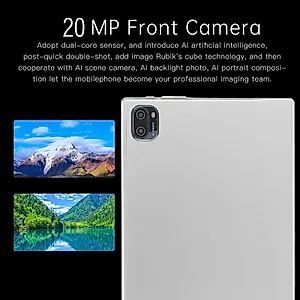 Jectse for 11 Tablet, 10.1 Inch Tablet 8GB RAM 256GB ROM 2.4 5G WiFi Tablet with 8MP 20MP Camera, Octa Core Dual SIM Tablets, 6000mAh IPS HD Touch Screen, Silver Gray