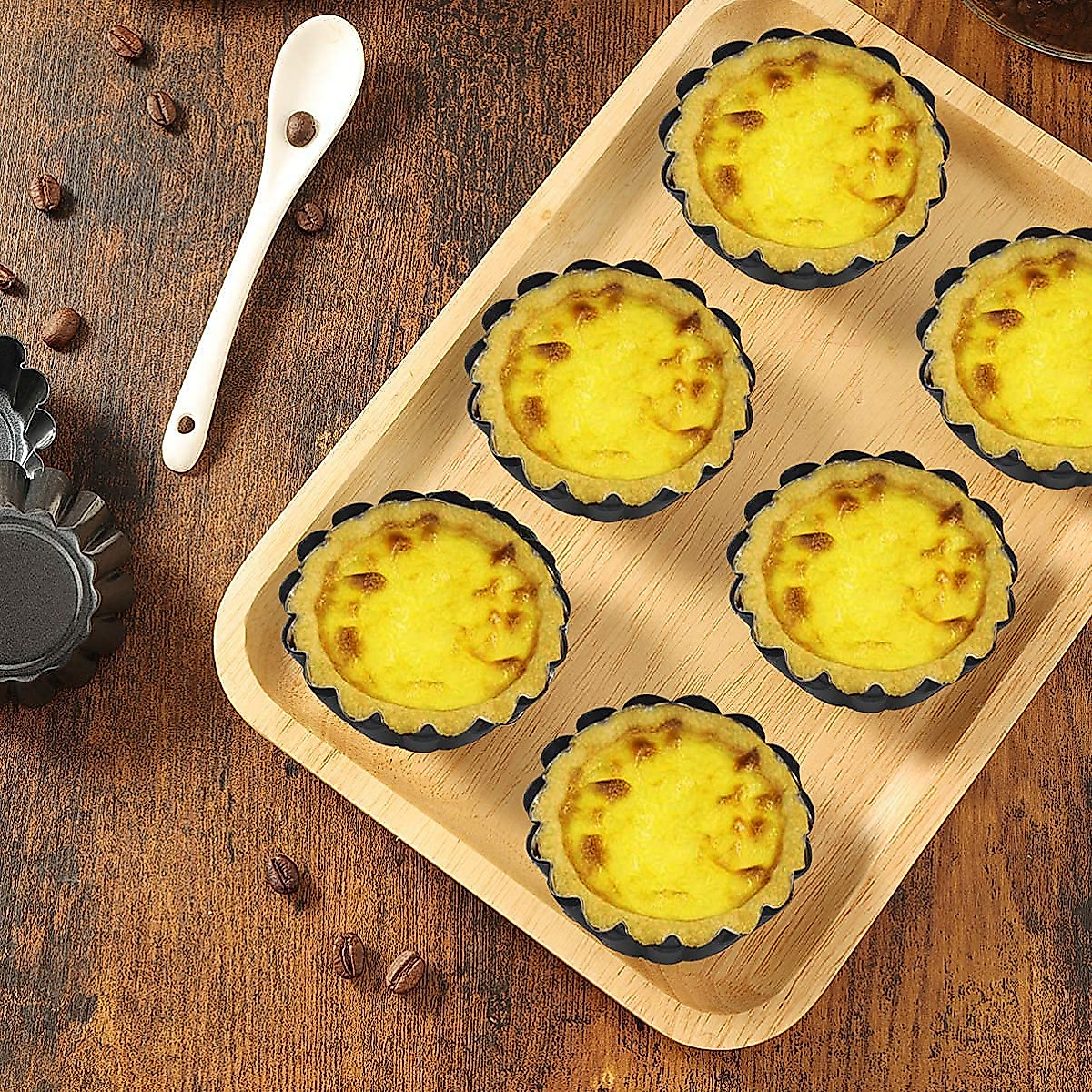 Xstronq Egg Tart Molds 12PCS Tart Pan, Mini Carbon Steel Non Stick Tart Pans, Tart Molds For Baking (2.6 inch)