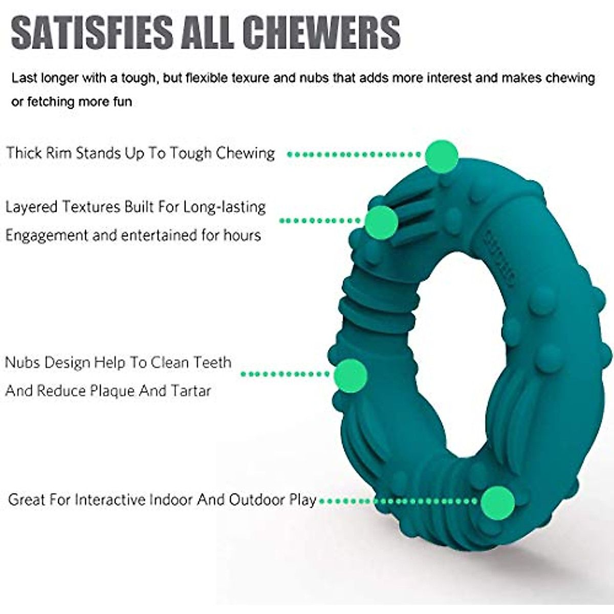 GUCHO Updated Ultra Durable Dog Chew Toys for Aggressive Chewers Nearly Indestructible Natural Rubber Dog Toys - Tough Strong Dog Teething Toys for Medium Small Dogs