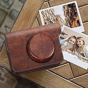 Fintie Protective Case for Fujifilm Instax Wide 300 Instant Film Camera - Premium Vegan Leather Bag Cover with Removable Strap, Vintage Brown